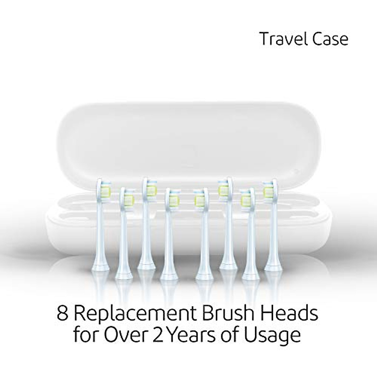 Dentin Sonic Electric Toothbrush with 8 Toothbrush Heads, 100 Day Battery Life, Rechargeable Battery, Travel case and Wall Charger Included… (White)