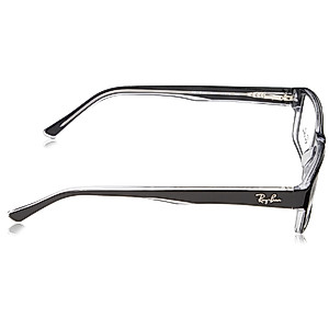 Ray-Ban RX5169 Rectangular Prescription Eyeglass Frames, Black On Transparent/Demo Lens, 52 mm