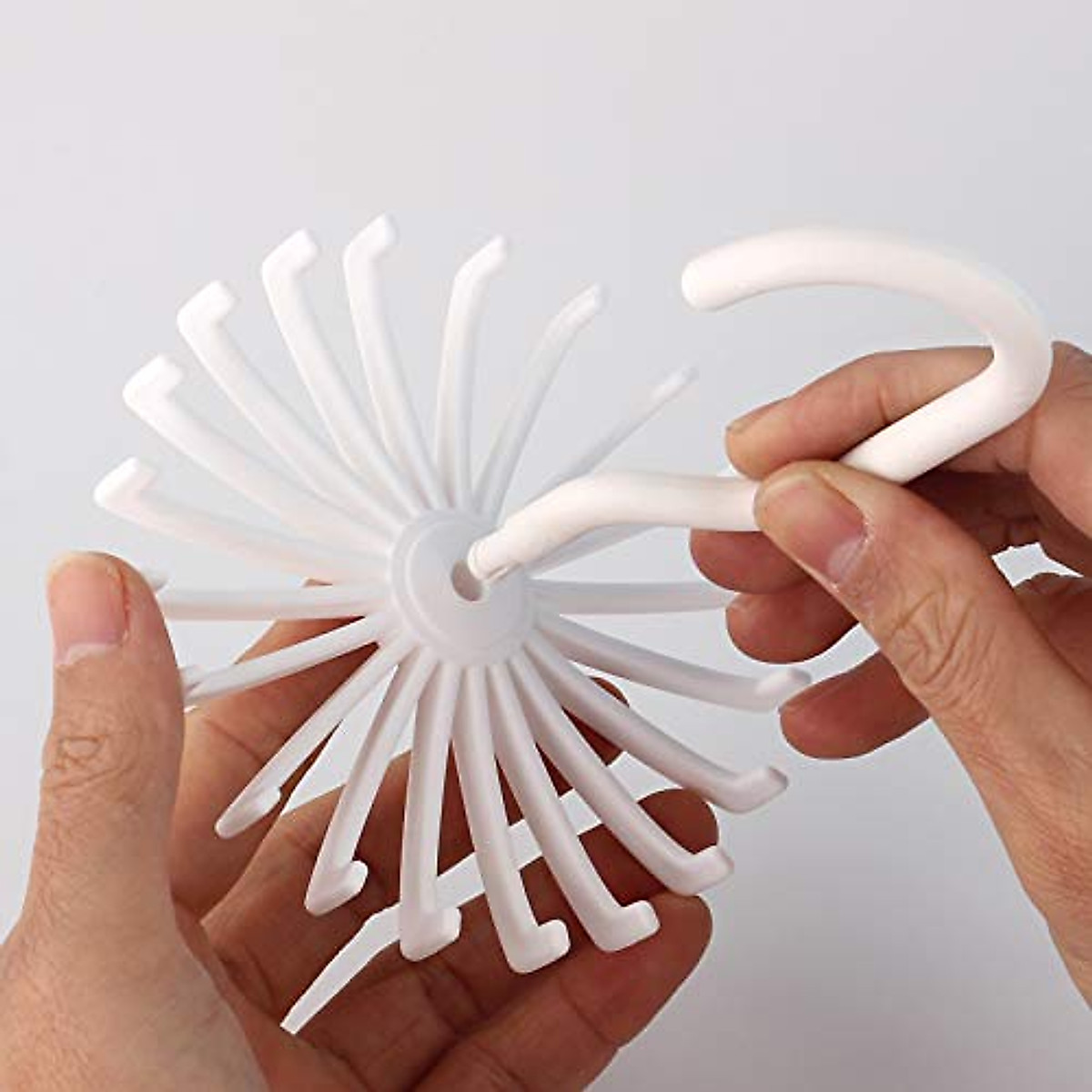 Z ZICOME 3 Pack Twirl Ties Rack Closet Organizer Tie Hanger Hook Headband Holder (White)