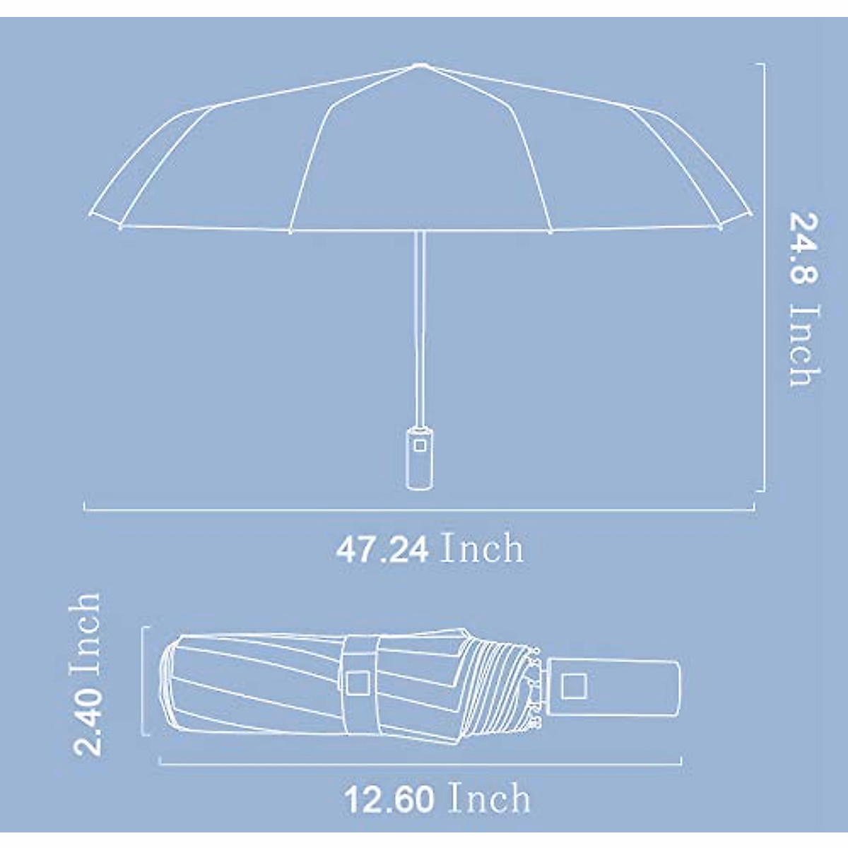 JOURNOW X-Large 8 Ribs Windproof Automatic Travel Umbrella with 210T Heavy Coating (Green)
