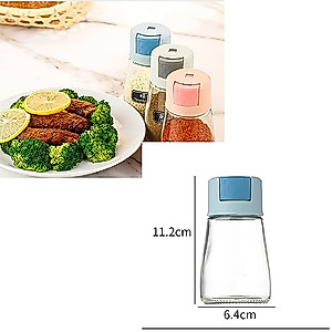 2 Pcs Adjustable Salt and Pepper Shakers,Spice Dispenser ，Glass Salt Dispenser,Each Press 0.5g Salt Healthy Intake (A)
