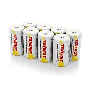 Tenergy D Size 5000mAh NiCd Button Top Rechargeable Batteries, 8 Pack