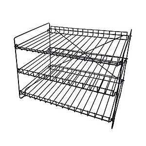 FixtureDisplays 16" x 12.5" x 10" Wire Rack for Countertop Use with 3 Open Shelves, Black 10085-NEW