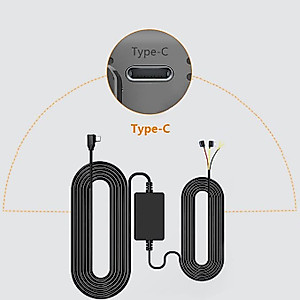 WOLFBOX Type-C Hardwire Kit for G840S(Type-C) /G930 /G850 /G900 /G840H(Type-C) /i05 Dash Cam, Hard Wire Car Charger Cable Kit 12V- 24V to 5V for Dash Cameras with Battery Drain Protection