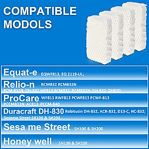 TOMOON PCWF813 Humidifier Filter Replacement for Equate EQWF813 PCWF813 EQ-2119-UL Cool Mist Humidifiers Wick Filters-Pack of 4