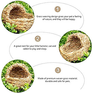 Mipcase Hay 2 Pcs Grass Animal Nest Rabbit Grass Nest Grass Woven Pet Nest Woven Guinea Bed Cat Straw