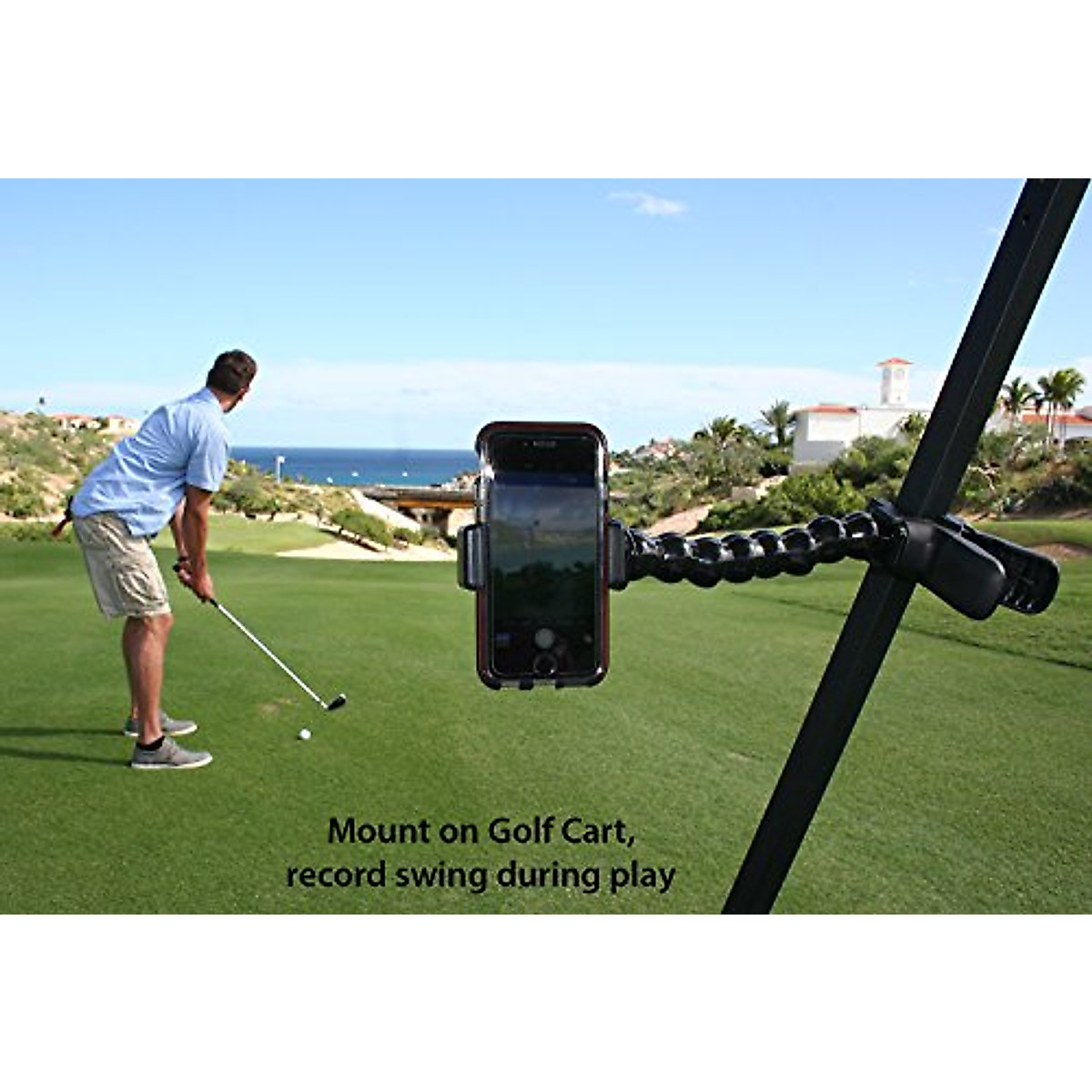 Golf Gadgets® - Swing Recording System | Large Device Holder (PHABLET) with Jaws Clamp & Gooseneck Mount. Compatible Large Devices Like iPhone 6/7 Plus, Samsung Galaxy Note, etc.