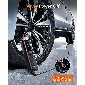 ZGZUXO Tire Inflator Portable Air Compressor,DC 12V Small Pump for Car Tires,150PSI Electric with Digital Pressure Gauge,LED Light Motorcycle Bike Ball,Bike Pump,Black-orange (CZK-3640)