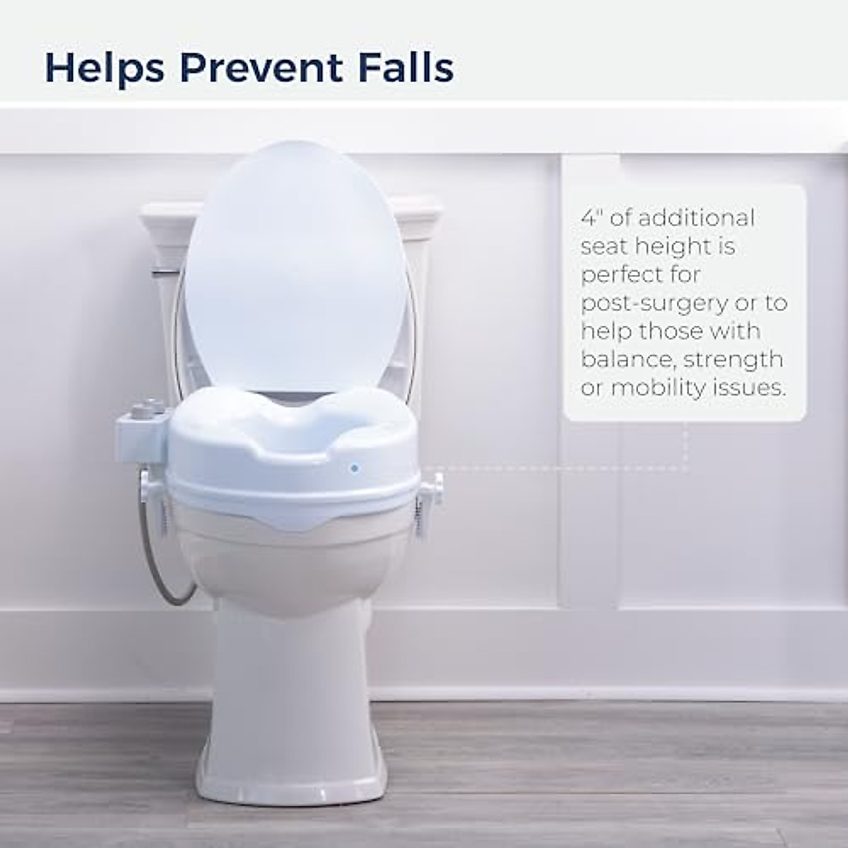 Drive Medical PreserveTech Raised Toilet Seat with Bidet (Ambient Water) Toilet Seat Riser, Elevated Toilet Seats for Seniors and Adults, Toilet Seat Bidet, Toilet Seat Elevator with Bidet Sprayer
