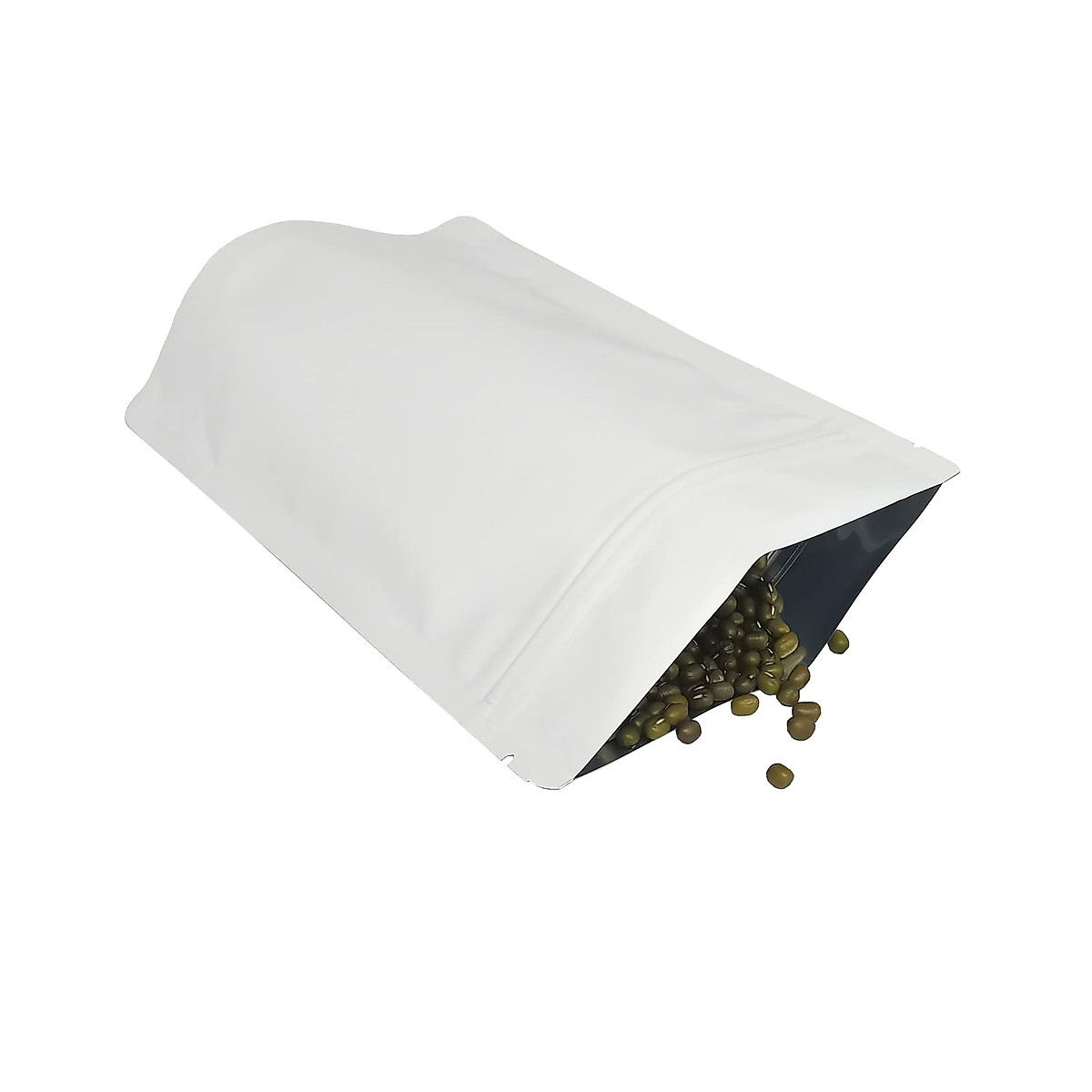 50 Pieces Large Stand Up Pouchs for Food Storage Resealable Smell Proof Ziplock Bags Holographic Packaging Pouch Bag White