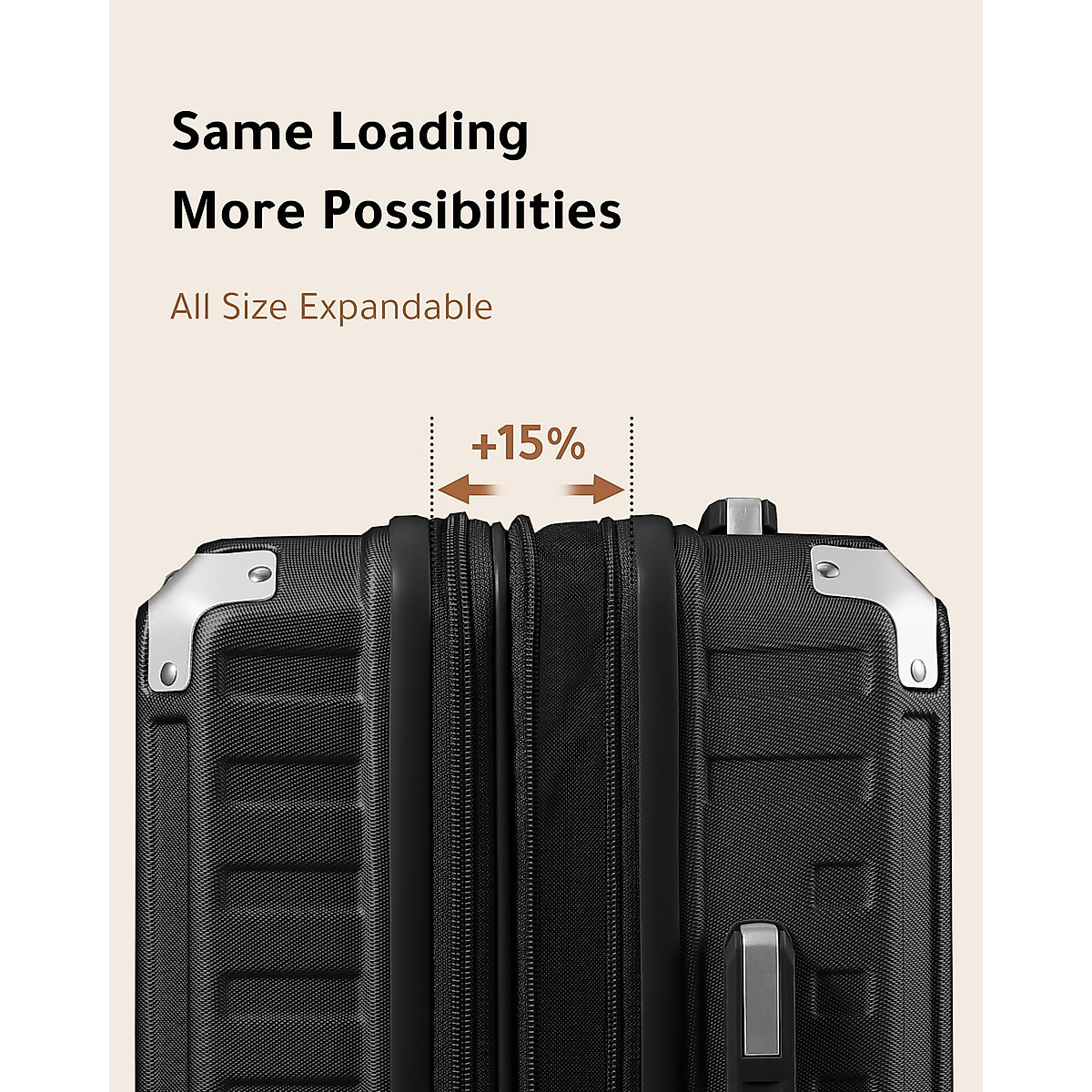 LUGGEX 28 Inch Luggage with Spinner Wheels - 83L Polycarbonate Expandable Hard Shell Suitcases Large Checked Luggage (Black Suitcase)