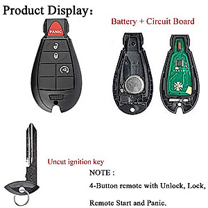 4 Button Replacement Car Key Fob Fobik GQ4-53T Keyless Entry Remote for 2013-2018 Dodge Ram 1500 2500 3500