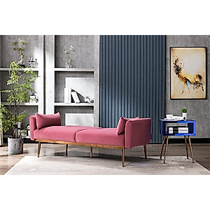 SZLIZCCC 68“-Button Velvet Sofa, Accent Sofa, Mid Century Modern Velvet Fabric Couch， Convertible Futon Sofa Bed ，Sleeper Sofa Sofa Bed (Carmine)