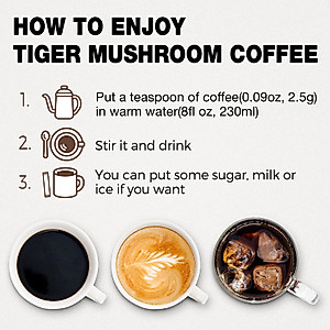 Tiger 5 Mushroom Coffee- Organic Superfood Mushroom Coffee with 100% Arabica, Powerful Natural Ingredients, Antioxidants, Immune System Booster, Vegan, Dairy Free, Non-GMO and Great Taste