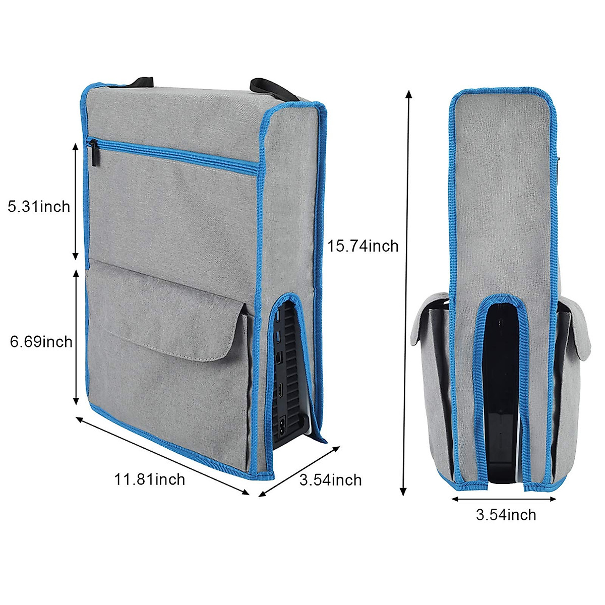 dtylean Black Dust Cover for PS5 Console, Anti Scratch Waterproof Sleeve for Playstation 5 Console Digital Edition & Regular Edition (Vertical)