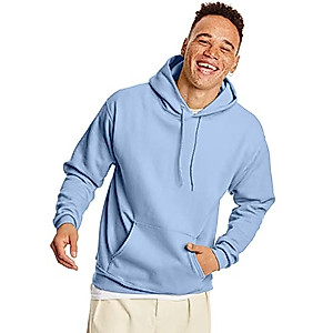 Hanes Men's Pullover EcoSmart Hooded Sweatshirt, Light Blue, Large