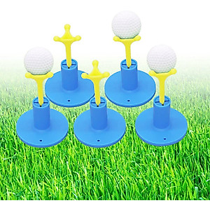 QHALEN Golf Rubber Tee Holder Set for Golf Driving Range Tee Practice Tool Pack of 5 (Blue)