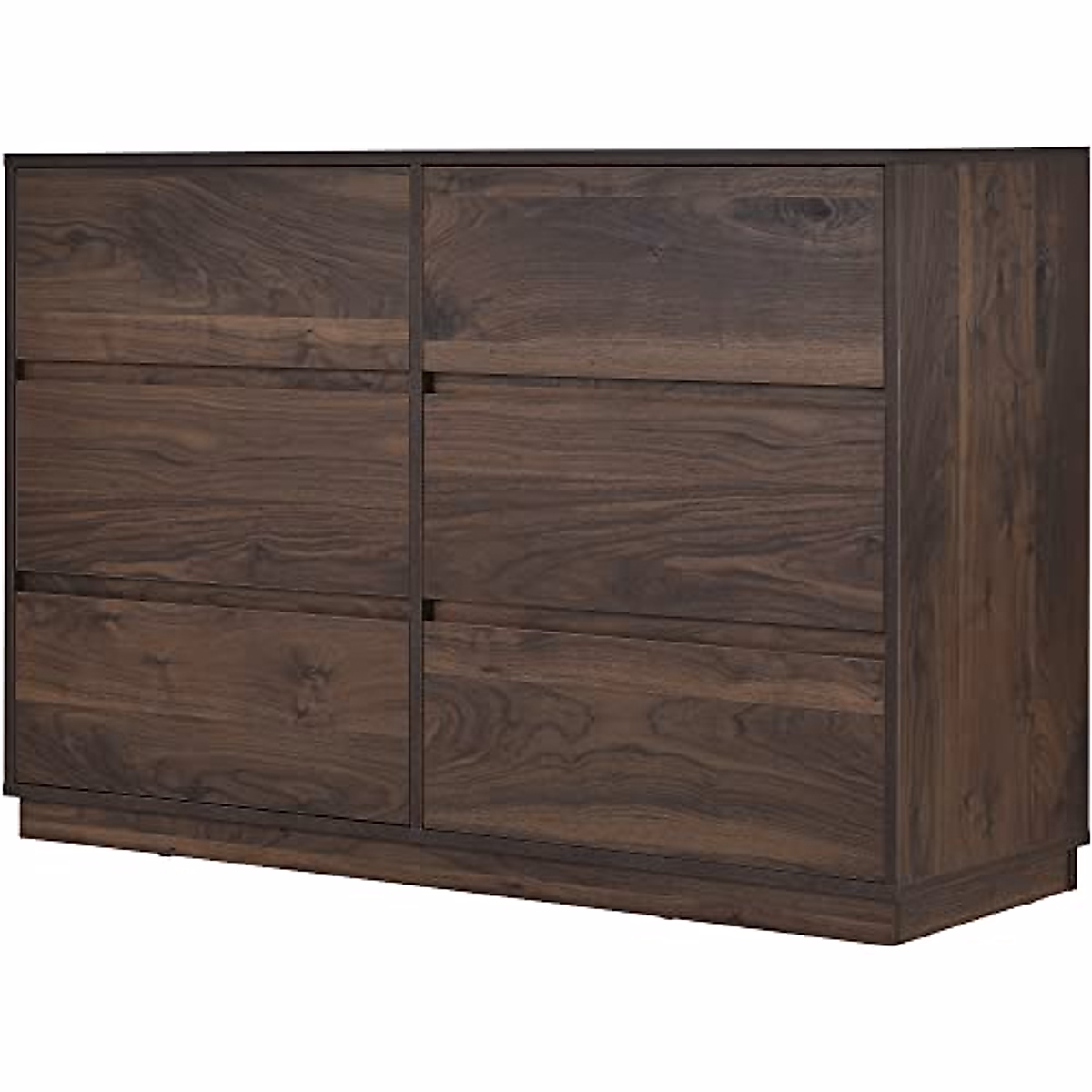 Knocbel 47.2in Mid-Century Modern Dresser for Bedroom, 6 Handle-Free Storage Drawers, 200lbs Weight Capacity, Dark Brown Dresser