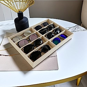 Large Beige Premium Quality Velvet Glasses Box Tray Stackable Practical Trade Show Home Use Jewelry Display Organizer