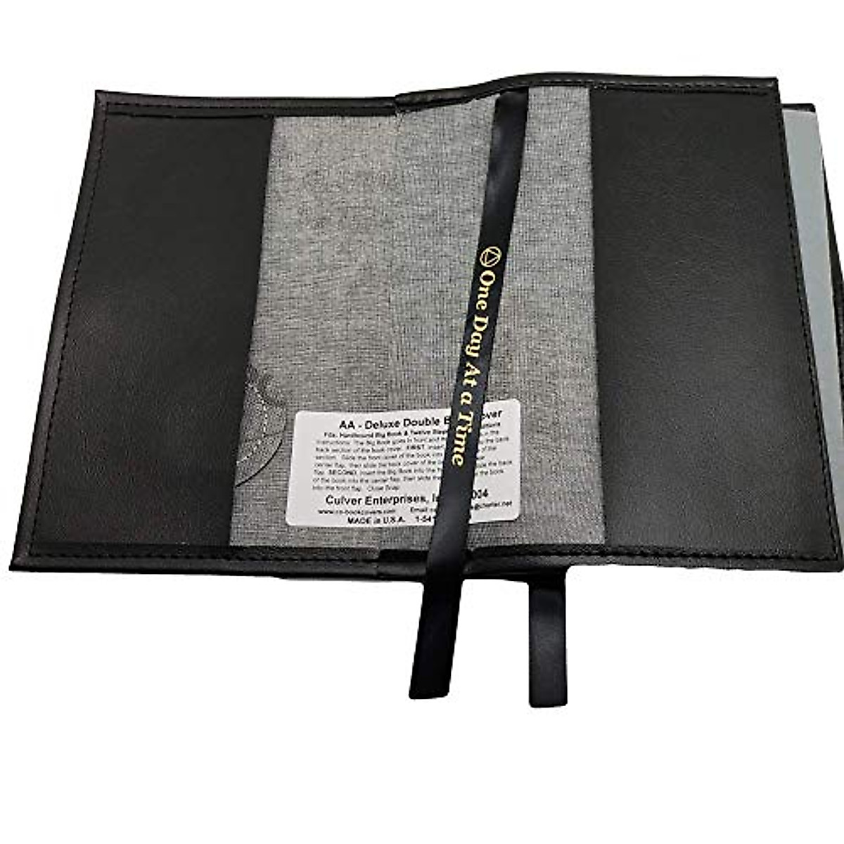 Deluxe Double Alcoholics Anonymous AA Black Big Book & 12 Steps & 12 Traditions Book Cover with Third Step Prayer Medallion Holder