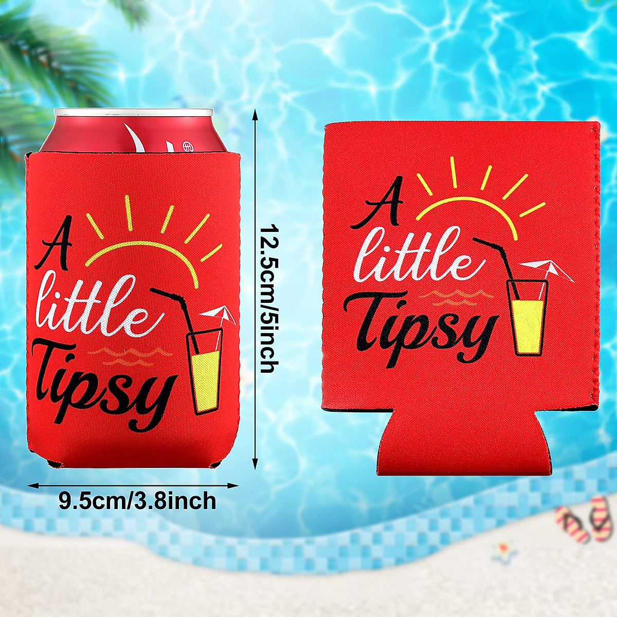 12 Packs Scalloped Can Cooler Sleeve Funny Beer Can Cooler Covers Beach Themed Beer Sleeve Insulated Neoprene Can Cooler Sleeve for Beer Beverages Cans and Bottles Summer Party Favors