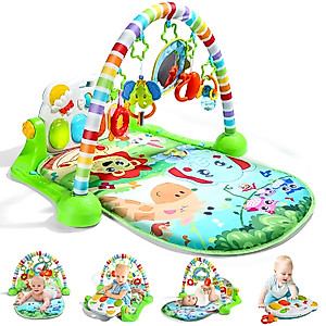 CUTE STONE Baby Gym Play Mat, Play Piano Gym with Tummy Time Activity Mat, Musical Activity Center for Infants Toddlers