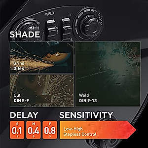 Manusage Large Viewing Screen True Color Solar Power Auto Darkening Welding Helmet, Wide Shade 4/5-9/9-13 for Tig Mig Arc Weld Grinding Welder Mask,16800FSH