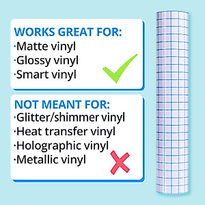 JANDJPACKAGING Transfer Tape for Vinyl - 12” x 50 FT w/Blue Alignment Grid for Adhesive Vinyl - Medium Tack Vinyl Transfer Tape for Silhouette Cameo