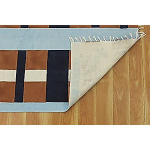 Casavani Hand Block Printed Cotton Dhurrie Geometric Black & Multicolor Area Dhurrie Best Uses For Home/Office 4x6 Feet Rugs for Bedroom,Living Room,Kids Room,Bathroom,Kitchen,Porch 6x12 Feet Runner