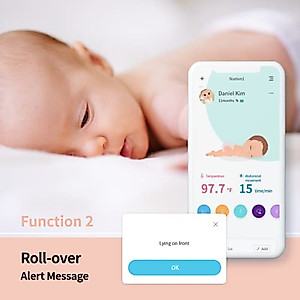 Nearbebe Care Plus(WiFi Version, 2023) - Infant, Baby Safety Monitor: Live Tracks, Alert on No Breathing, Rollover, Skin Temperature, Movement Sensor, Smartphone App, Room Temp & Humidity(SkyBlue)
