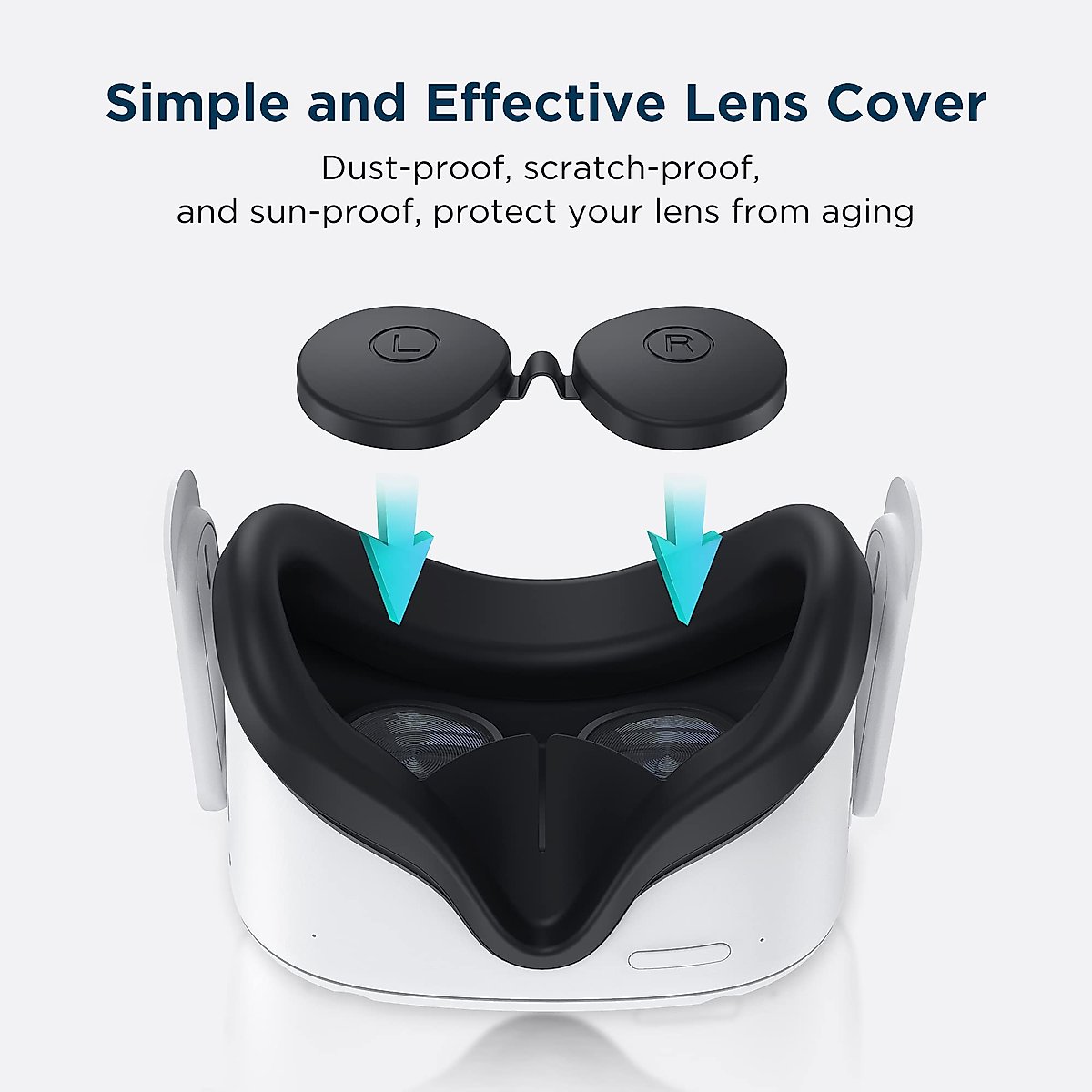 KIWI design Upgraded Face Cushion Cover Pad Compatible with Quest 2 Accessories, with Lens Protector, Full-Wrapped Non-Slip Silicone Face Cover Replacement, Prevent Sensor-Blocking Design