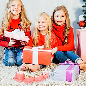 Amosfun Christmas Tree Train Decorations Christmas Train Set for Around/Under The Tree Tracks Electric Train Sets Mini Christmas Tree Train Plastic Train Table Decor Pink