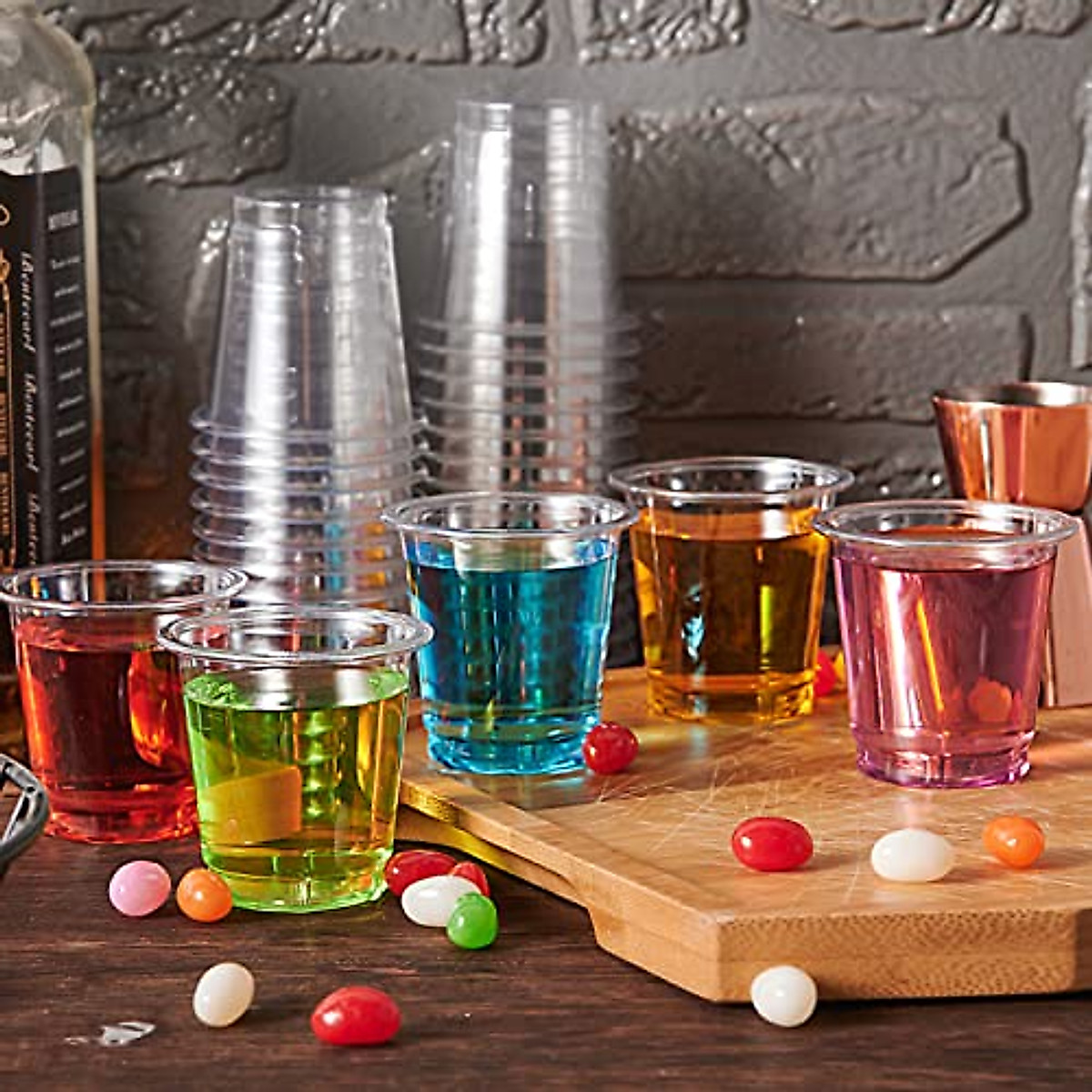 Lilymicky [900 Pack] 2 oz Plastic Shot Glasses, 2-ounce Clear Disposable Plastic Cups, Party Cups for Vodka, Whiskey, Tequila, and Jello Shots, Mini Plastic Containers for Sauce, and Sample Tasting