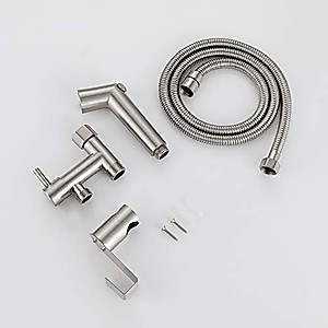 Bidet Sprayer for Toilet,Pressure Adjust Bidet Wand, Double Shut-Off Brass Valve Brushed Nickel