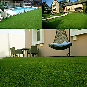 Fas Home Artificial Grass Turf 4FTX6FT(24 Square FT), 1.38" Pile Height Realistic Synthetic Grass, Drainage Holes Indoor Outdoor Pet Faux Grass Astro Rug Carpet for Garden Backyard Patio Balcony