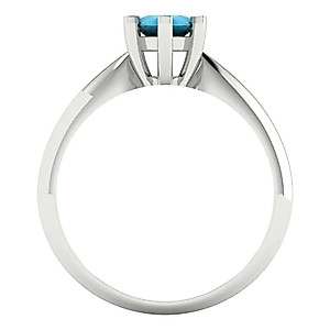 Clara Pucci 1.0 ct Marquise Cut Solitaire Simulated Turquoise Engagement Bridal Promise Anniversary Ring 18K White Gold Size 7.75