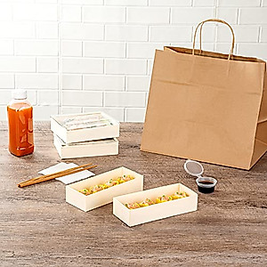 Restaurantware Taipei 18 Ounce Food Containers 100 Rectangle Wooden Bento Boxes - Lids Sold Separately Grease Impermeable Poplar To Go Boxes Disposable Serve Noodles Dumplings And More