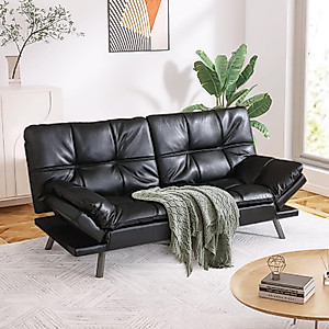Hcore Convertible Couch Bed,Memory Foam Futon Sleeper Sofa Sofabed, Classic Black
