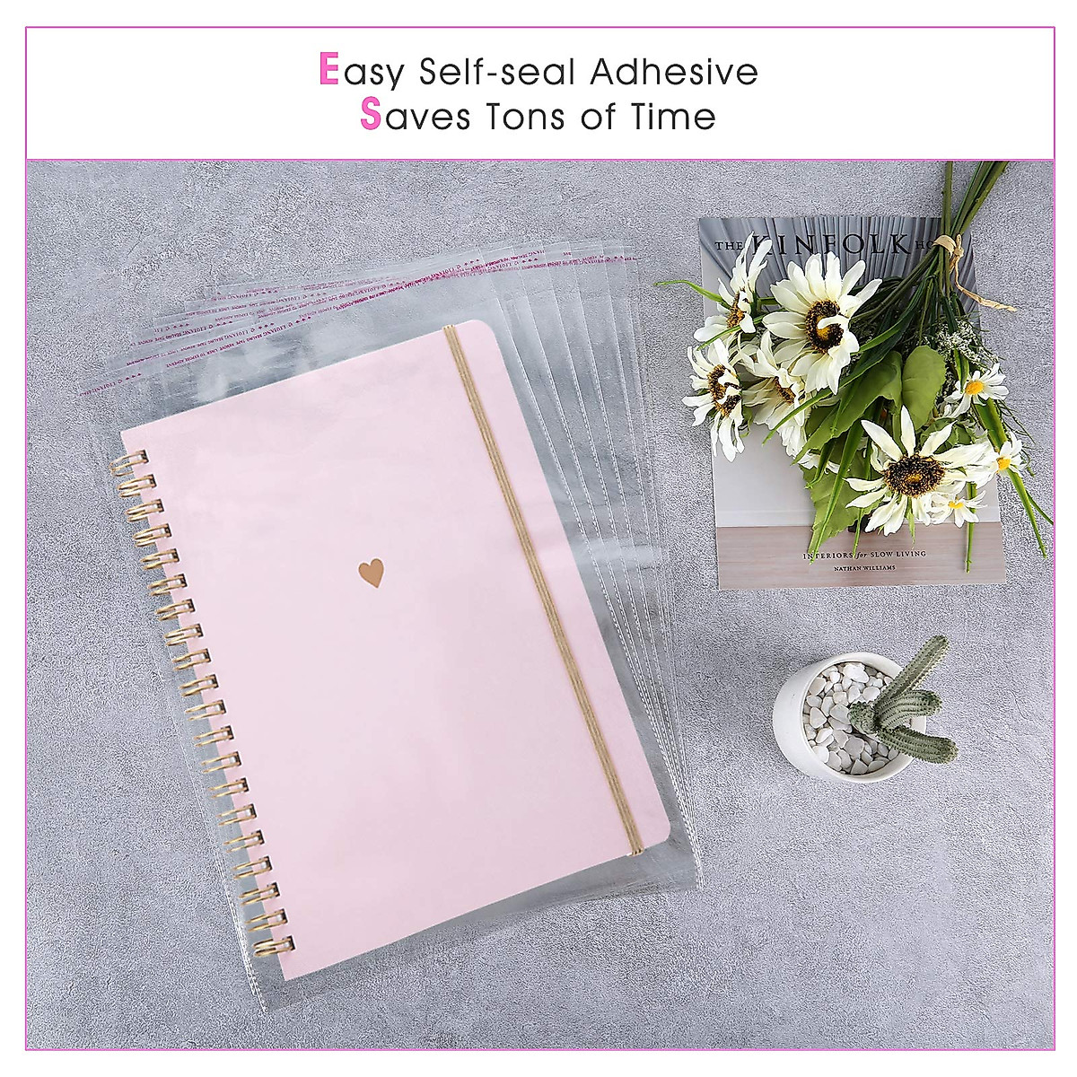 Alliebe 100 Count 12x16”Clear OPP Plastic Mail Bags Self-Sealing for Cello Bags Great for Clothes T-Shirts Pants Flyers Party Wedding Gift Bags (12x16”(100Count))