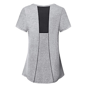 MOQIVGI Gym Clothes for Women Tops Short Sleeve Athletic Shirts and Tees Exercise Hiking Cycling Pilates Aerobics Yoga Activewear Grey XX-Large
