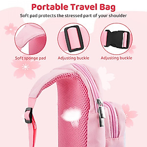 RHOTALL Pink Travel Bag for Nintendo Switch/Lite/OLED,Large Capacity Portable Carrying Case Compatible for Chest Shoulder Accessories Storage Backpack with12 Slots Game Case,Thumb Grip Caps-Sakura