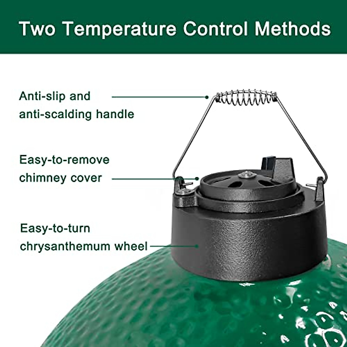 Quantfire Cast Iron Cap for Big Green Egg Dual Function Metal Top, Daisy Wheel Chimney Cap for M/L/XL/XXL Big Green Egg Accessories Replacement