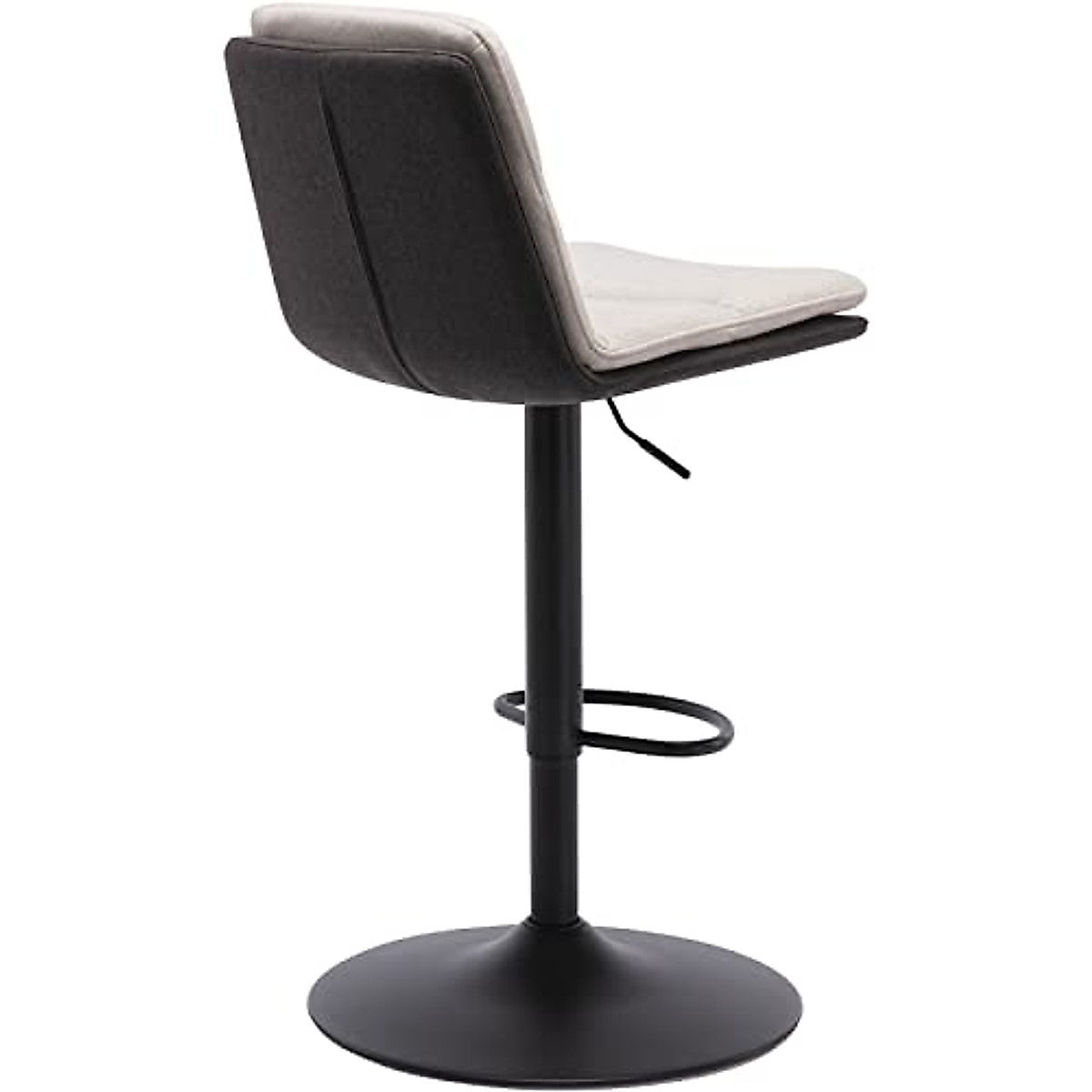 Brage Living Fabric Adjustable Bar Stool, Swivel Counter Height Barstool with Back, Armless Kitchen Bar Chair for Dining Cafe with Large Black Base (Greige)