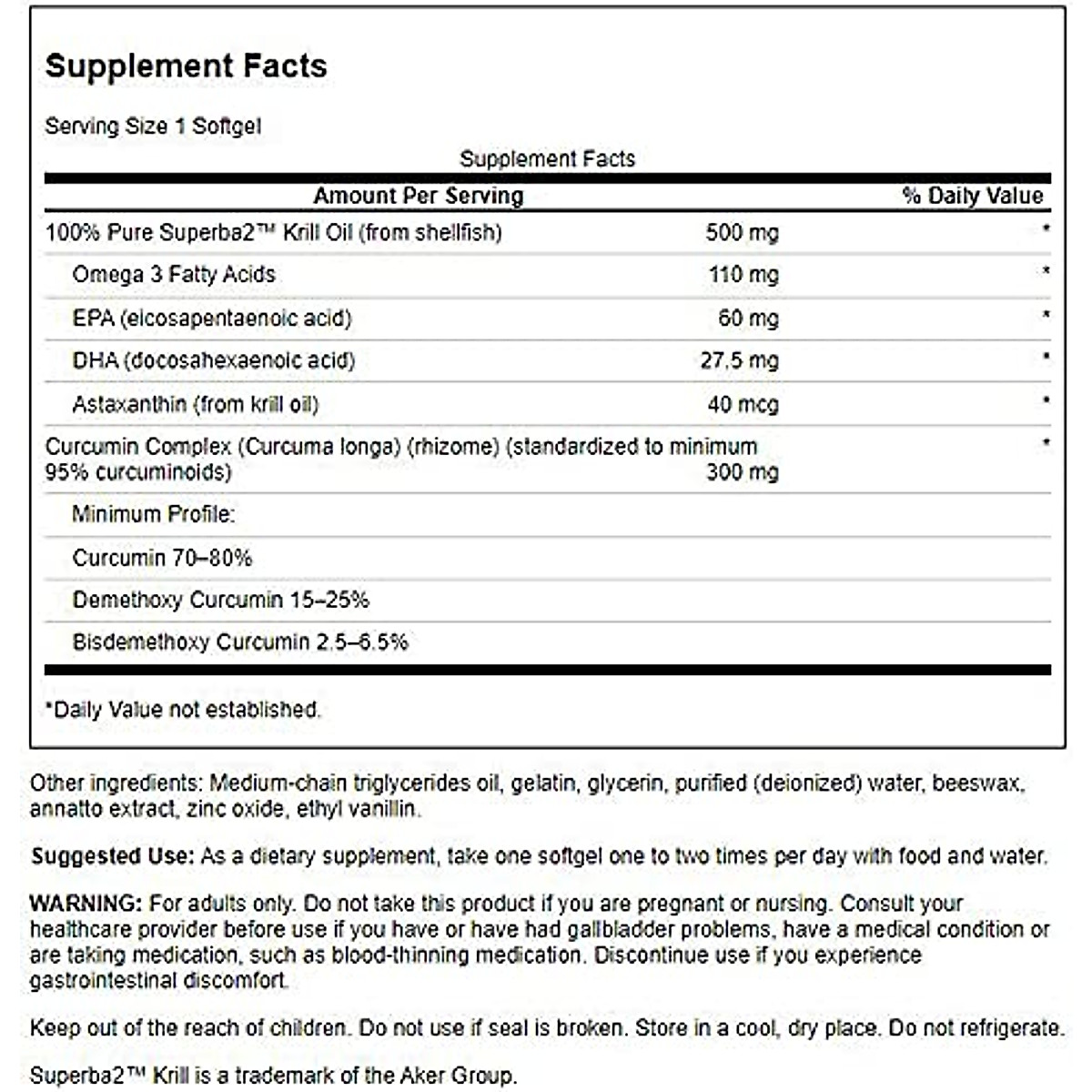 Swanson Krill Oil & Curcumin 60 Sgels