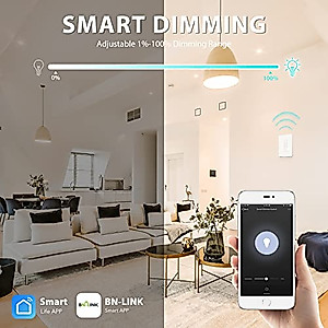 BN-LINK Smart Dimmer Switch for Dimmable LED Lights, WiFi Light Switch Compatible with Alexa and Google Assistant, Neutral Wire Required, Single-Pole, No Hub Needed, ETL and FCC Listed