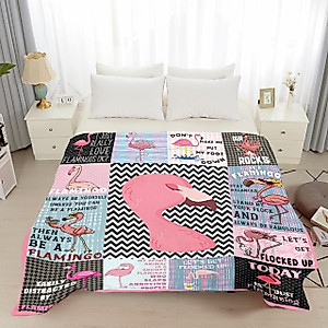 Flamingo Blanket,Funny Flamingo Collage Print Gifts for Flamingos Lovers, Soft Plush Flannel Throw Bed Sofa Bedroom Decoration60 in x 50 in Medium Boys Girls