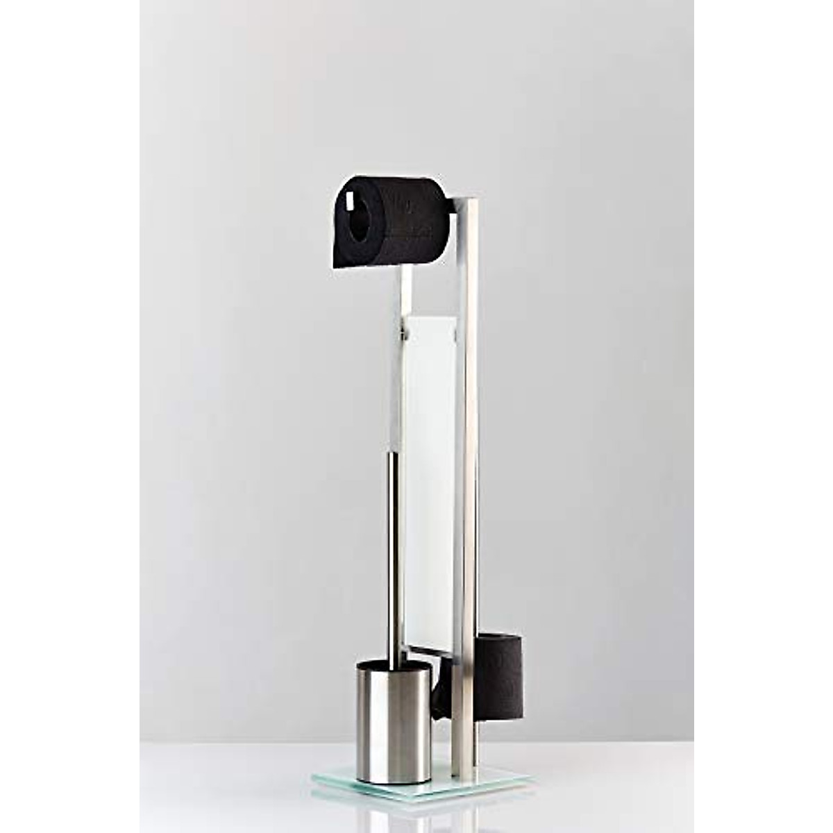 Wenko Rivalta Free Standing 3 Piece Bathroom Accessory, Brush Tissue Roll Holder, Paper Dispenser, Toilet Set, Chrome Matt, 27.55 x 7.08 x 7.87 inc, 18 x 19 x 69 cm