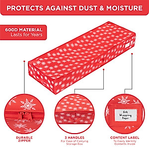 Wrapping Paper Storage Container – Fits up to 27 Rolls 1 3/8” Diam. - Underbed Gift Wrap Organizer Bags, Wrapping Paper Rolls, Ribbon, and Bows - Under Bed- Durable Material 600D - Up to 40” Rolls