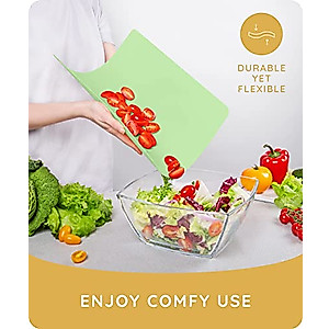 Extra Thin Flexible Cutting Boards for Kitchen - Cutting Mats for Cooking, Colored Cutting Mat Set with Easy-Grip Handles | Non Slip Cutting Sheets, Flexible Plastic Cutting Board Set of 3 (15"x12")