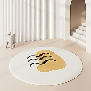 Black White Wavy Line Round Area Rug for Livingroom 3ft Statement Fluffy Pattern Bedroom Playroom Dining Room Carpet Machine Washable Bathmat Laundry Mat Indoor Throw Rugs